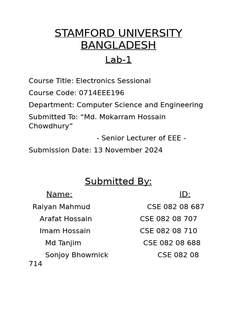 EEE Lab-1 - Cover | PDF