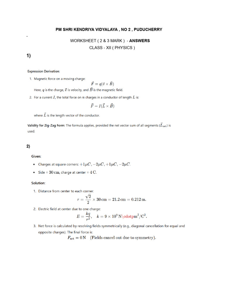 Worksheet (2& 3 Mark) ANS KEY | PDF