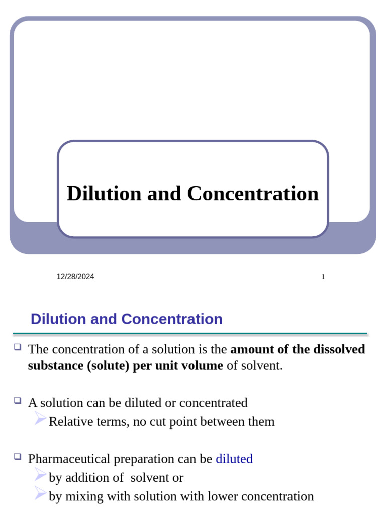 Dilution and Concentration AkU | PDF | Concentration | Mass Concentration (Chemistry)