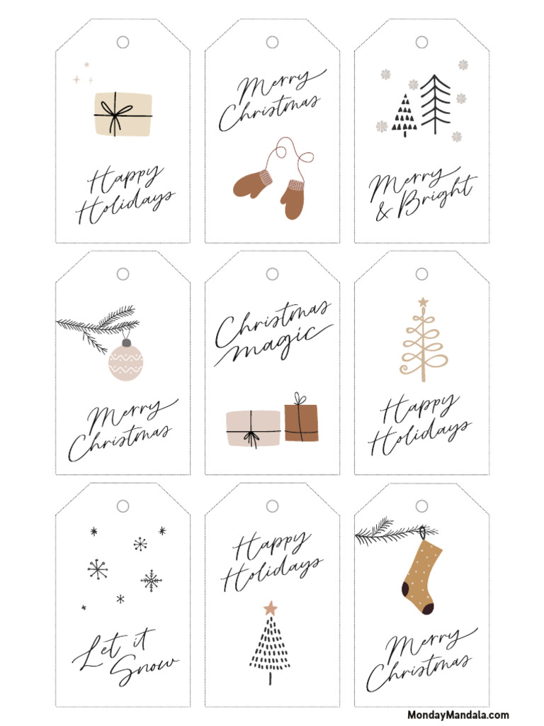 Minimalist Christmas Gift Labels With Holiday Greetings | PDF
