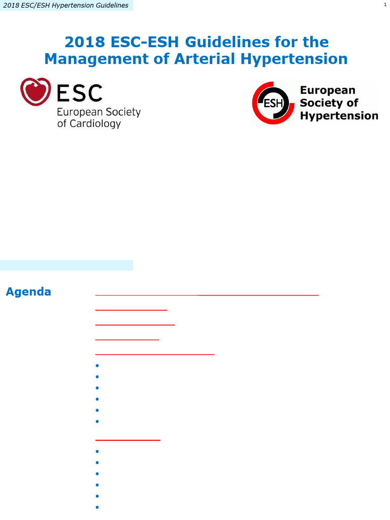 ESC Guidelines For Management of Hypertension | PDF | Hypertension ...