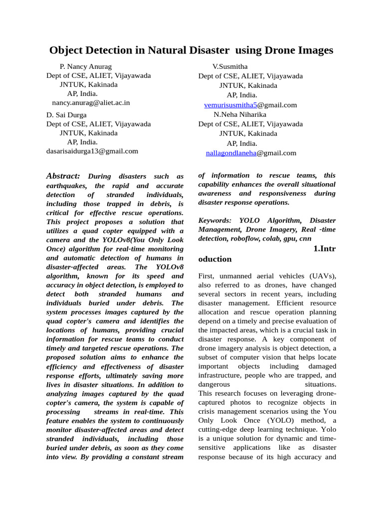 Object Detection in Natural Disaster Using Drone Images Project | PDF ...