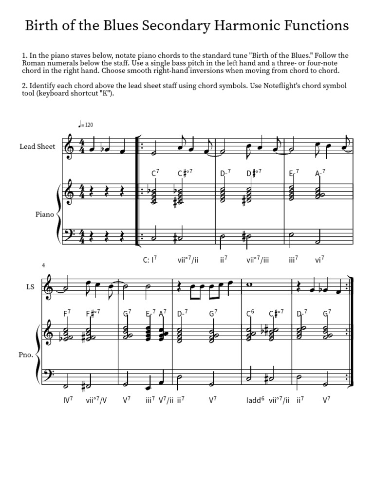 Birth of The Blues Secondary Harmonic Functions | PDF