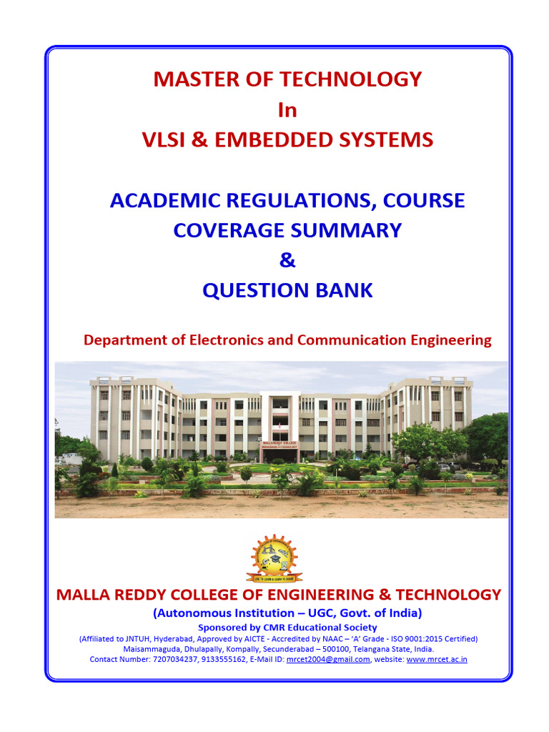 M.Tech-VLSI & ES-Course Coverage & Question Bank-R18 (1) | PDF | Field Programmable Gate Array ...