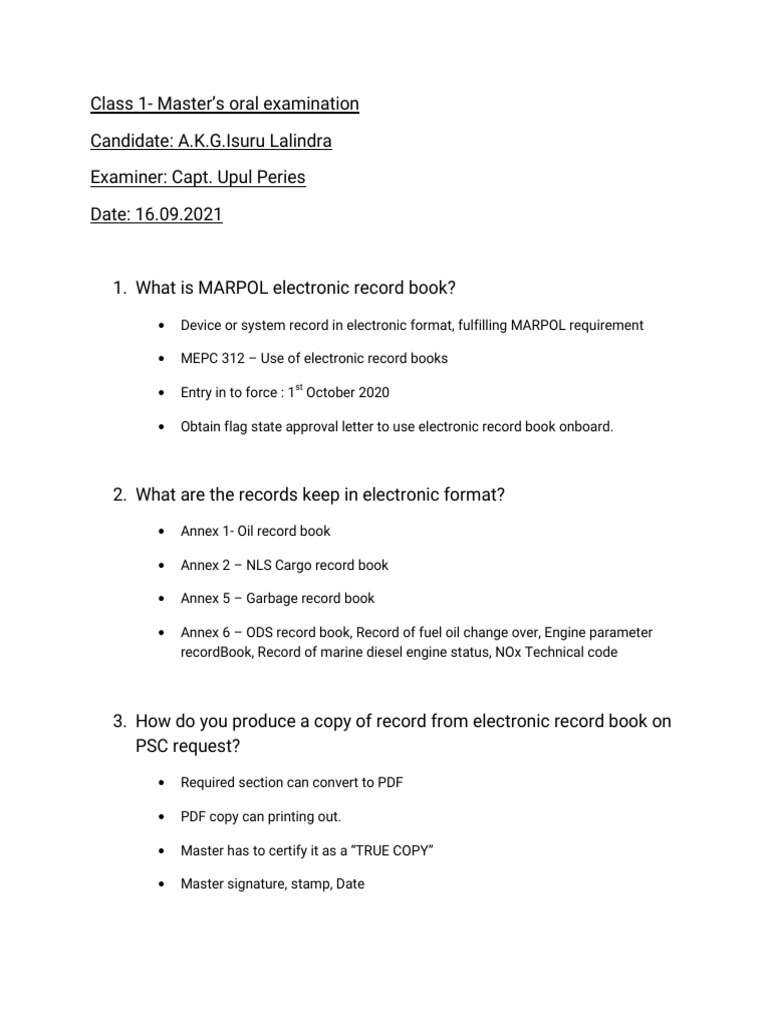 Navigation CLASS 1-ORAL QUESTIONNAIRE - ISURU LALINDRA | PDF