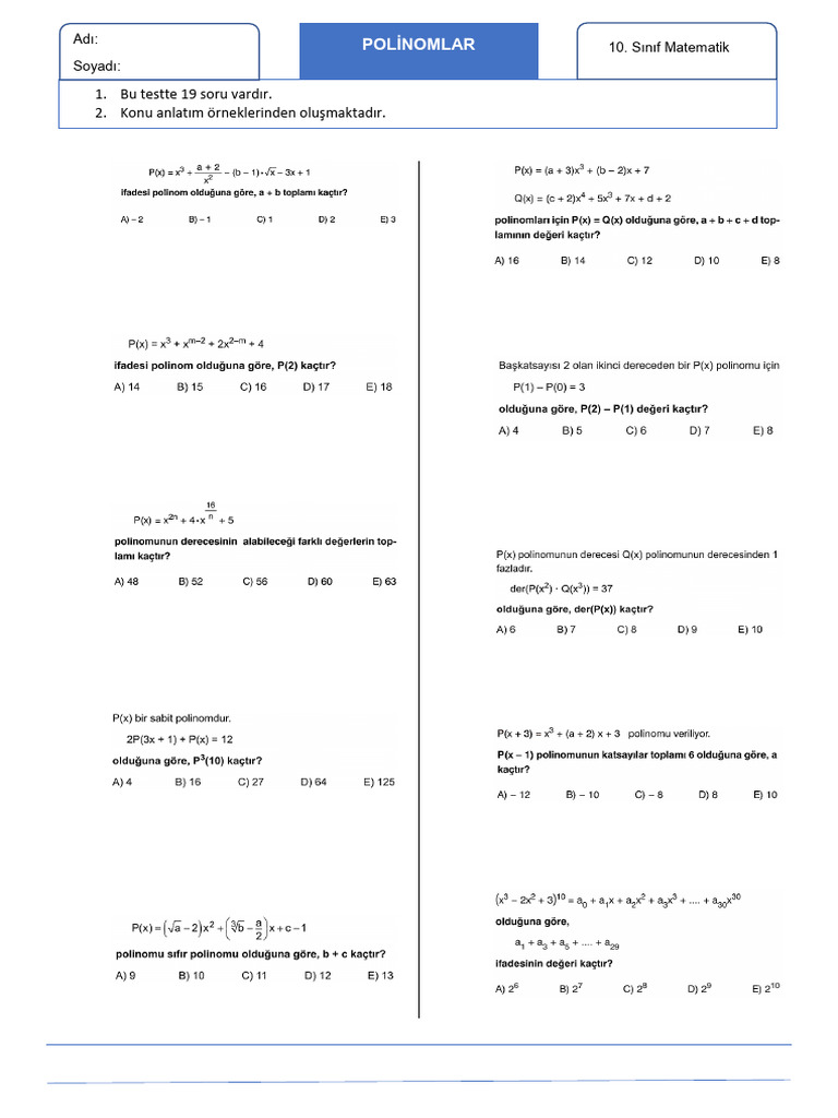 POLİNOMLAR | PDF