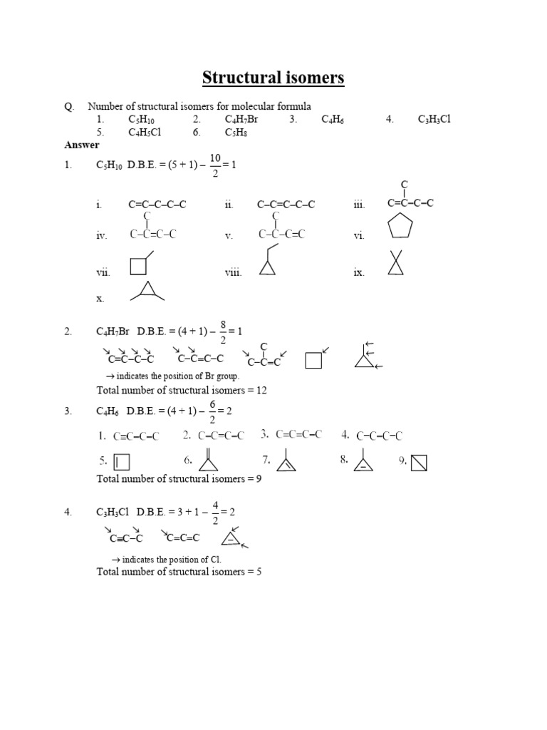 Structural Isomers and DBE Calculations | PDF