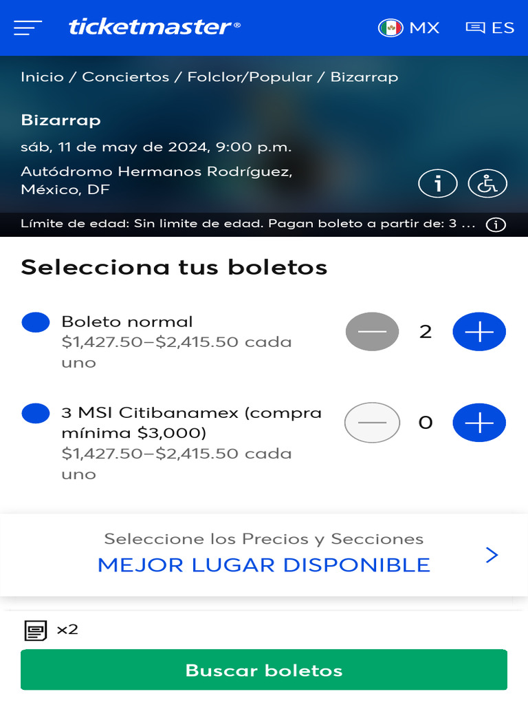 Boletos Bizarrap, México Sáb, 11 de May de 2024, 900 P.M. Ticketmaster MX | PDF