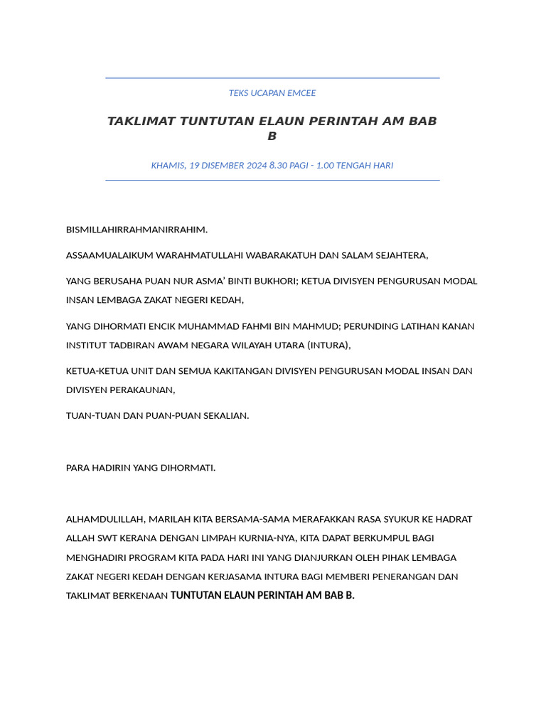Teks Ucapan Emcee | PDF