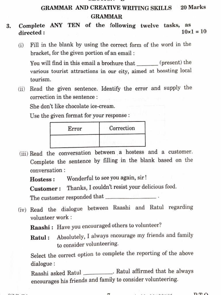 Grammar Assignment 2 Class 10 | PDF