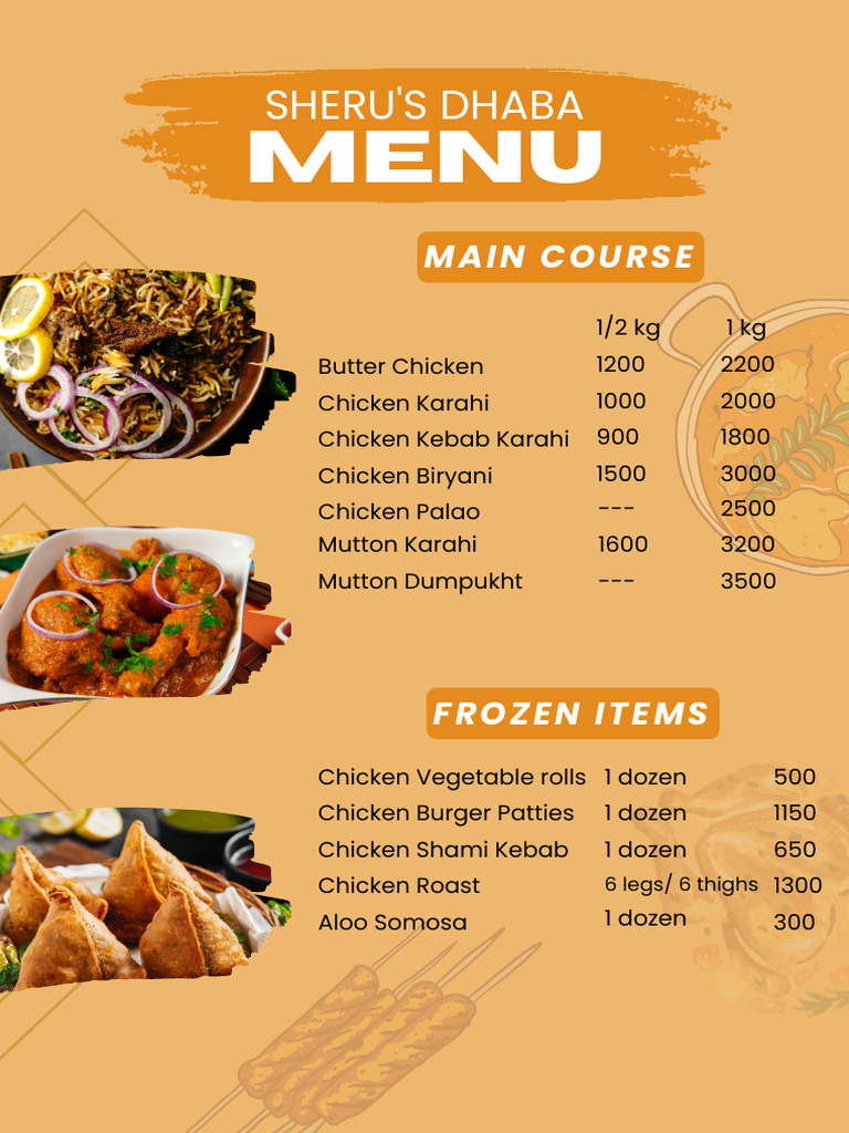 Traditional Pakistani Cuisine Menu | PDF