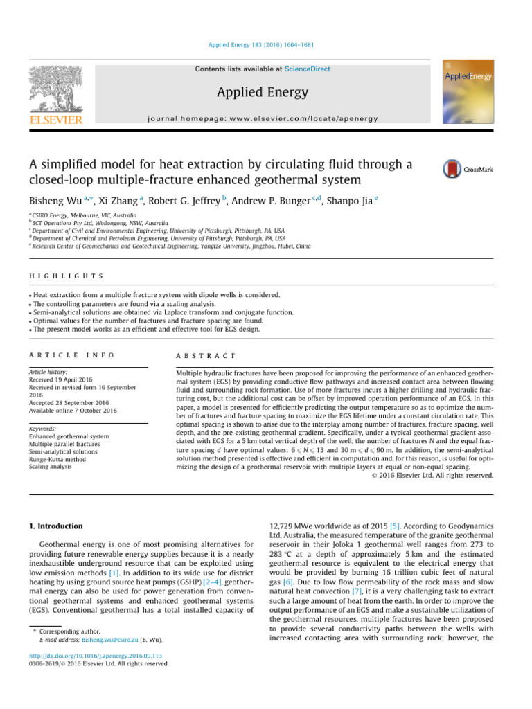 Optimizing Heat Extraction in EGS | PDF | Geothermal Energy | Finite ...