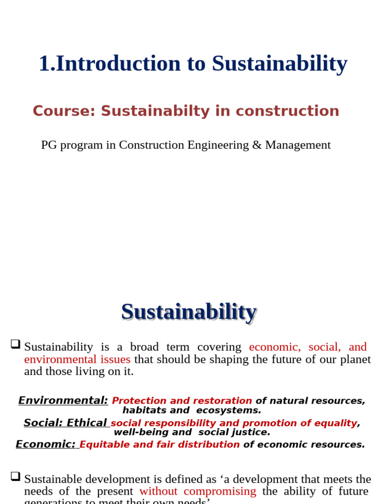 1 Introduction Sustainabilty in Construction | PDF | Waste | Sustainability