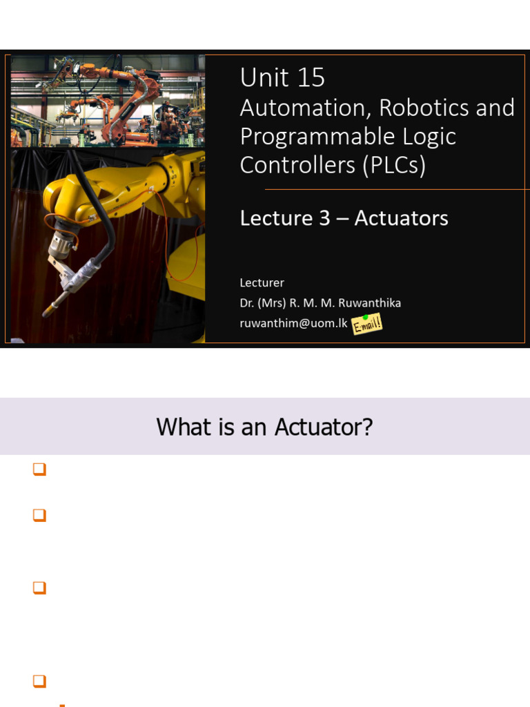 Lecture 3 Actuators | PDF | Electric Motor | Actuator
