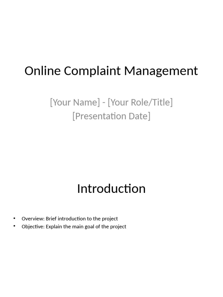 Online Complaint Management Presentation | PDF