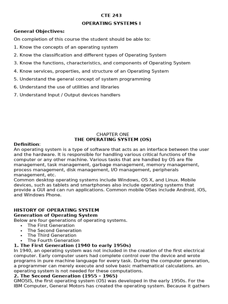 OS I CTE 243 Student | PDF | Operating System | Process (Computing)