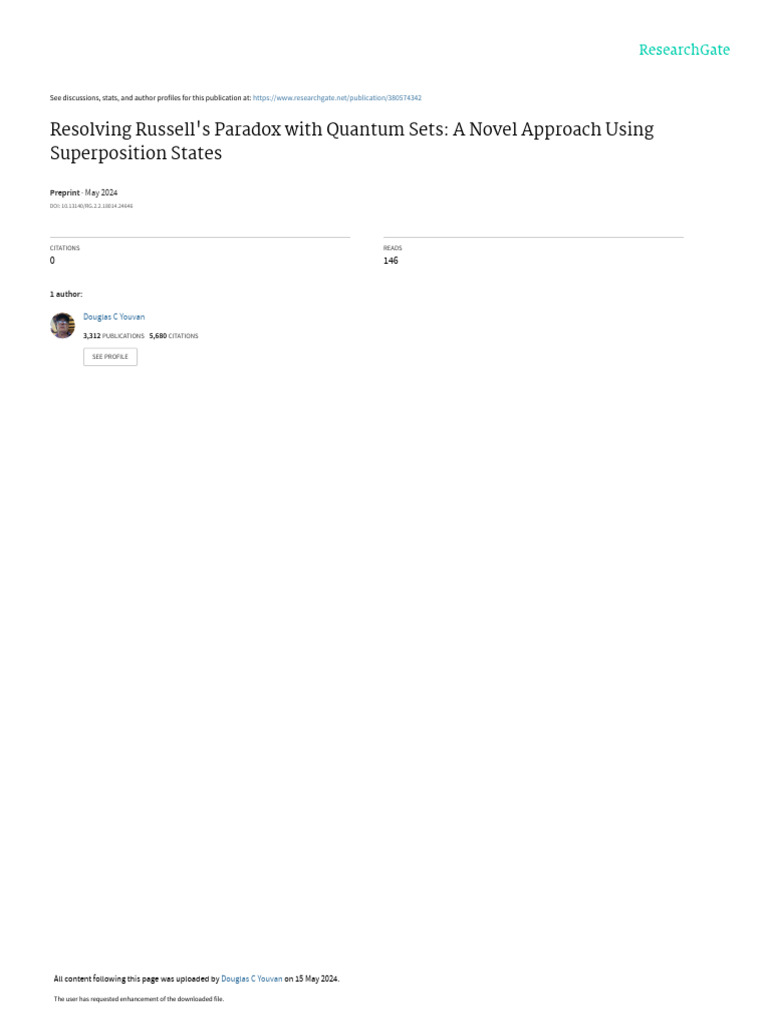 Resolving Russell's Paradox With Quantum Sets: A Novel Approach Using ...