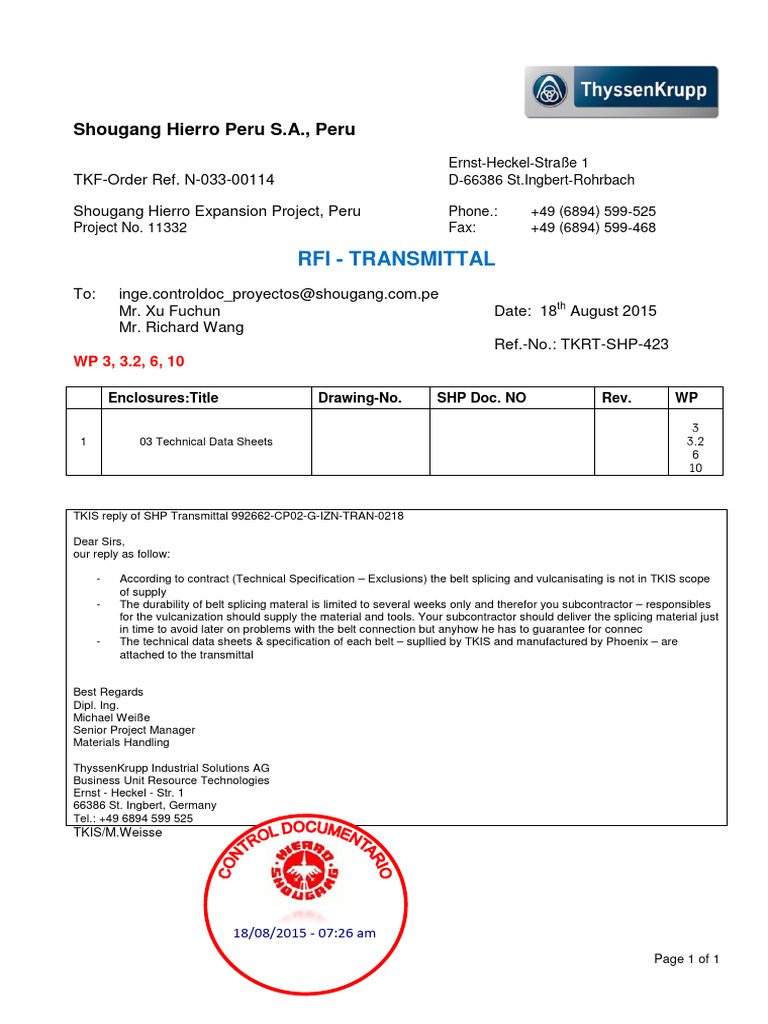Technical Data Sheets Paq.03-03.2-06-10 (TKRT-SHP-423 - Rev0) | PDF