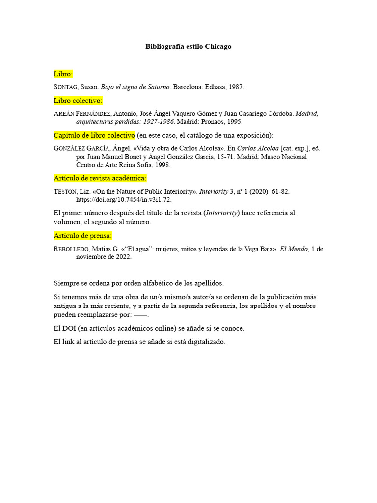Bibliografía Estilo Chicago | PDF