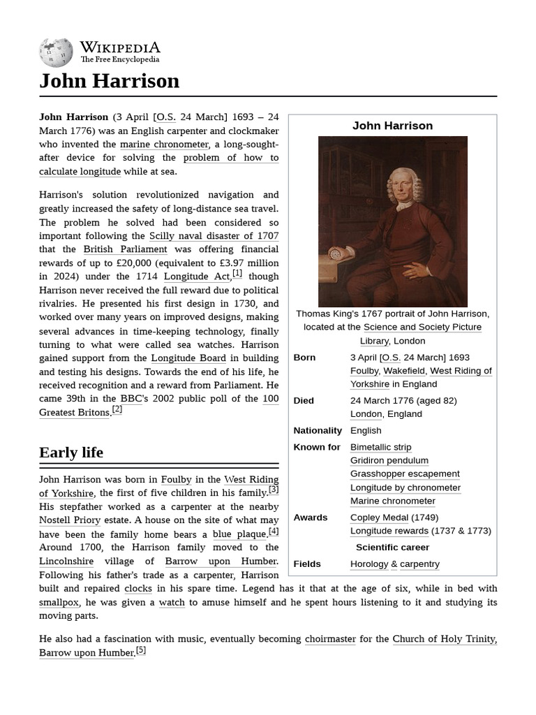 John_Harrison | PDF | Horology