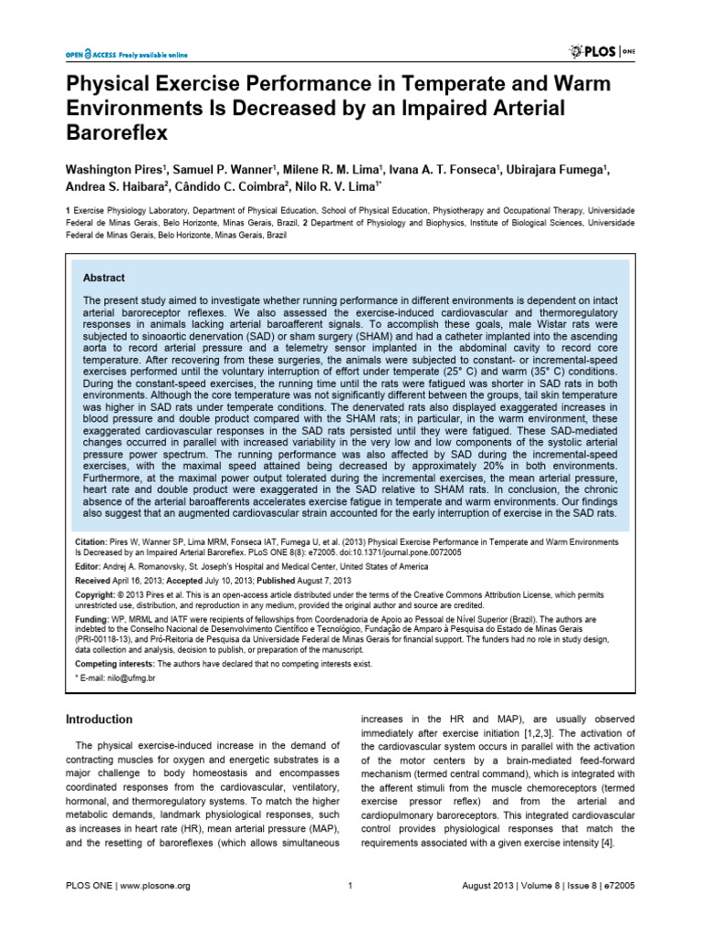 Physical Exercise Performance in Temperate and Warm | PDF | Blood Pressure | Heart Rate