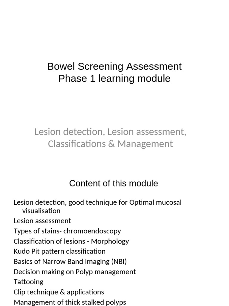 Bowel Screening Assessment Learning Module | PDF | Diseases And ... Bowel Screening Assessment Learning Module | PDF | Diseases And ...