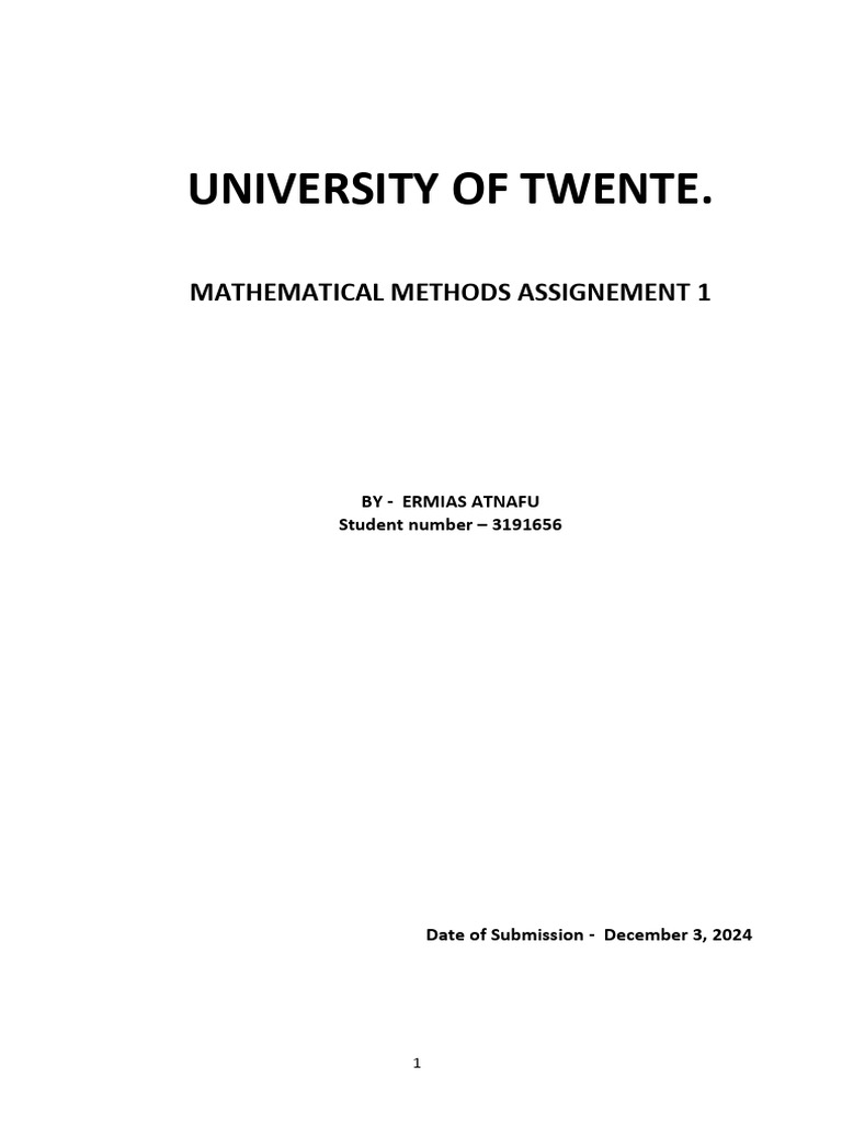 Ermias Atnafu Math Assignment | PDF | Ordinary Differential Equation | Derivative