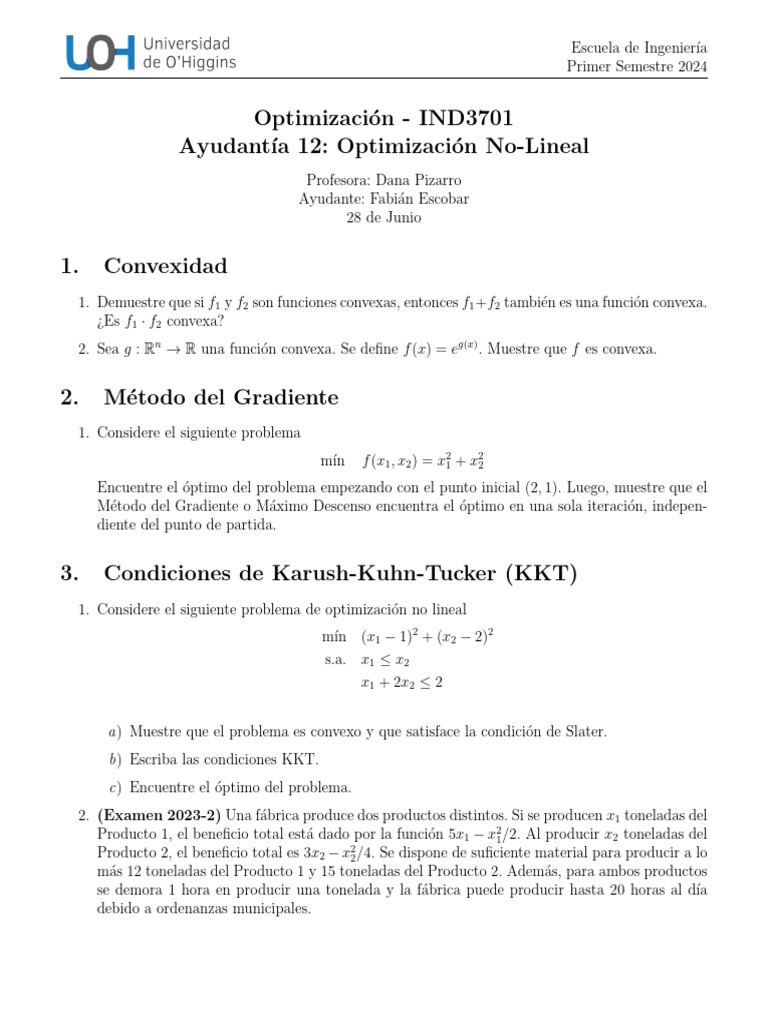 Optimización No Lineal y KKT | PDF | Optimización Matemática | Matemáticas Aplicadas