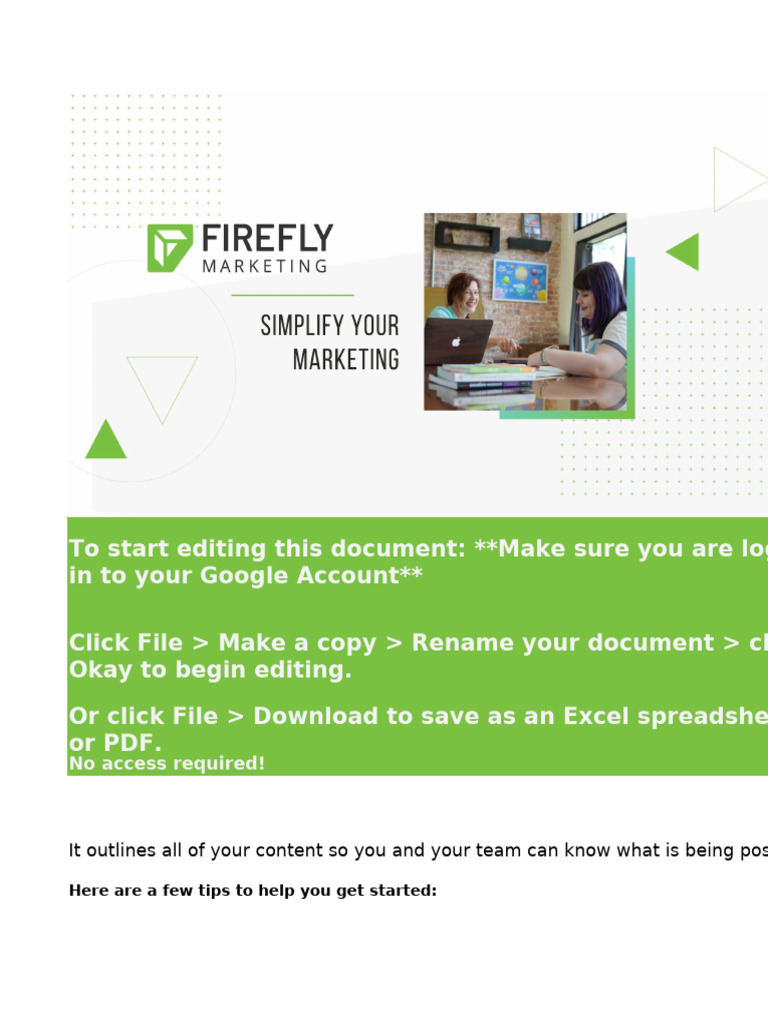 Copy of 2020 Social Media Content Calendar Template Designed by Firefly Marketing | PDF | Social ...