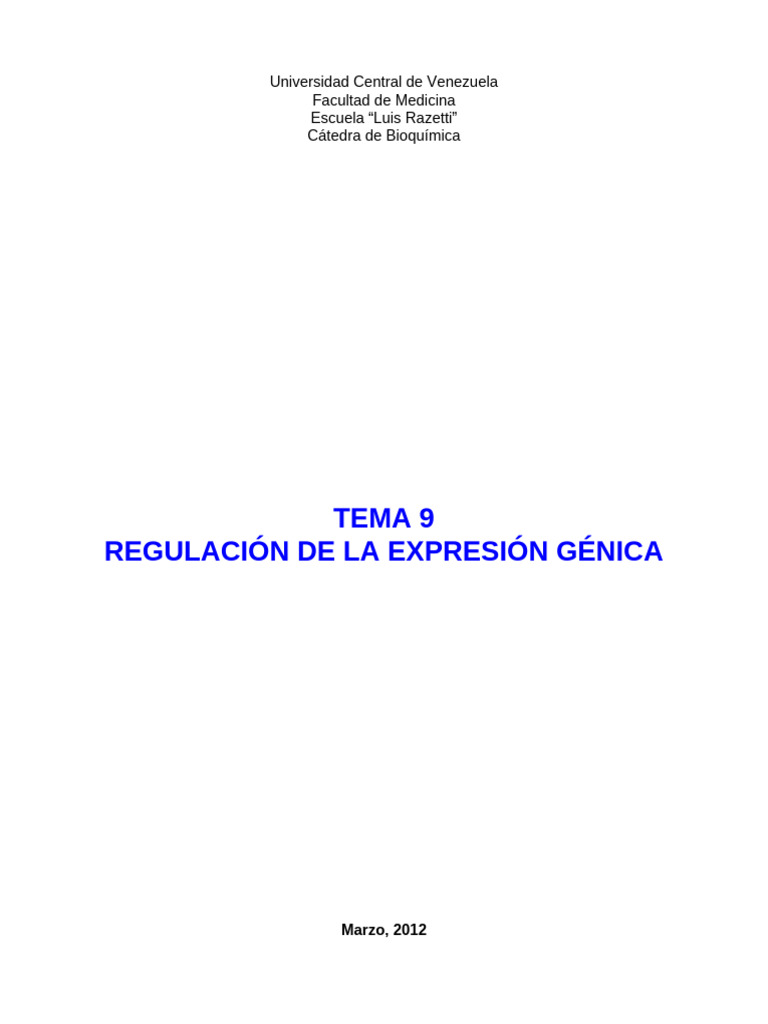 Tema 9. Regulacion de La Expresion Genica. Modulo 1 2013-2014 | PDF ... Tema 9. Regulacion de La Expresion Genica. Modulo 1 2013-2014 | PDF ...