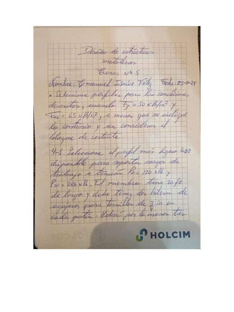 Tarea N°5 - Diseño de Estructuras Metálicas - 1B | PDF