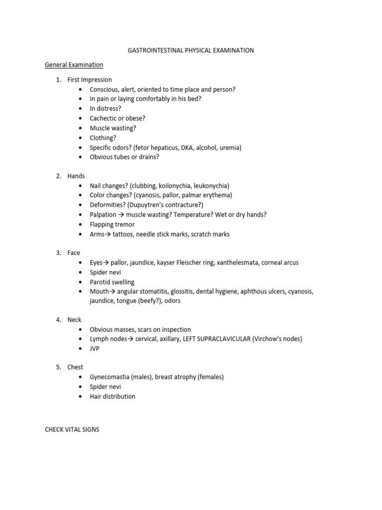 GASTROINTESTINAL PHYSICAL EXAMINATION | PDF | Abdomen | Kidney