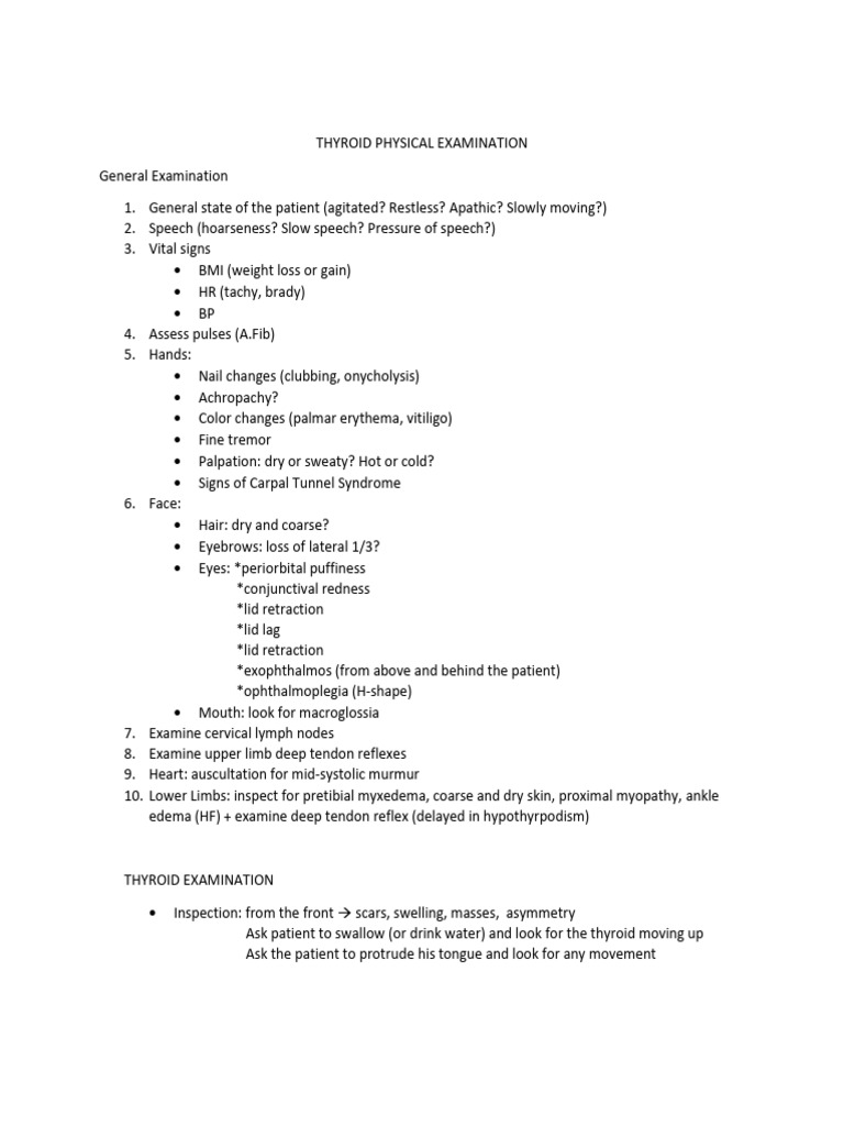 Thyroid Physical Examination | PDF