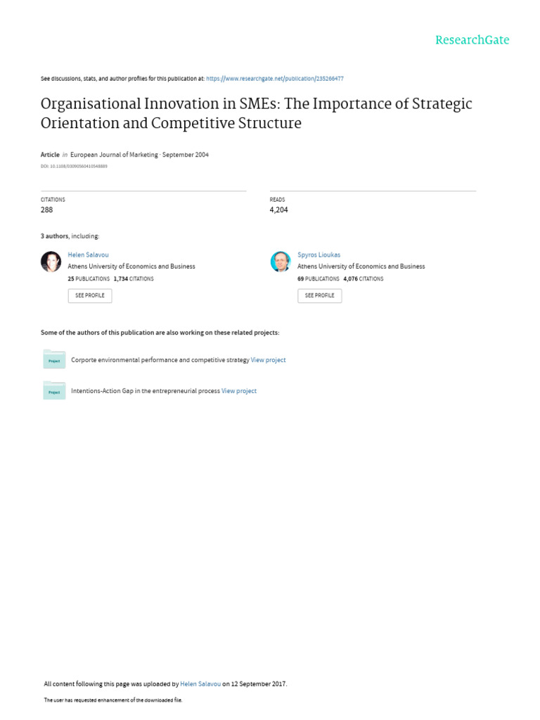 Organisational Innovation in SMEs | PDF | Innovation | Small And Medium ...