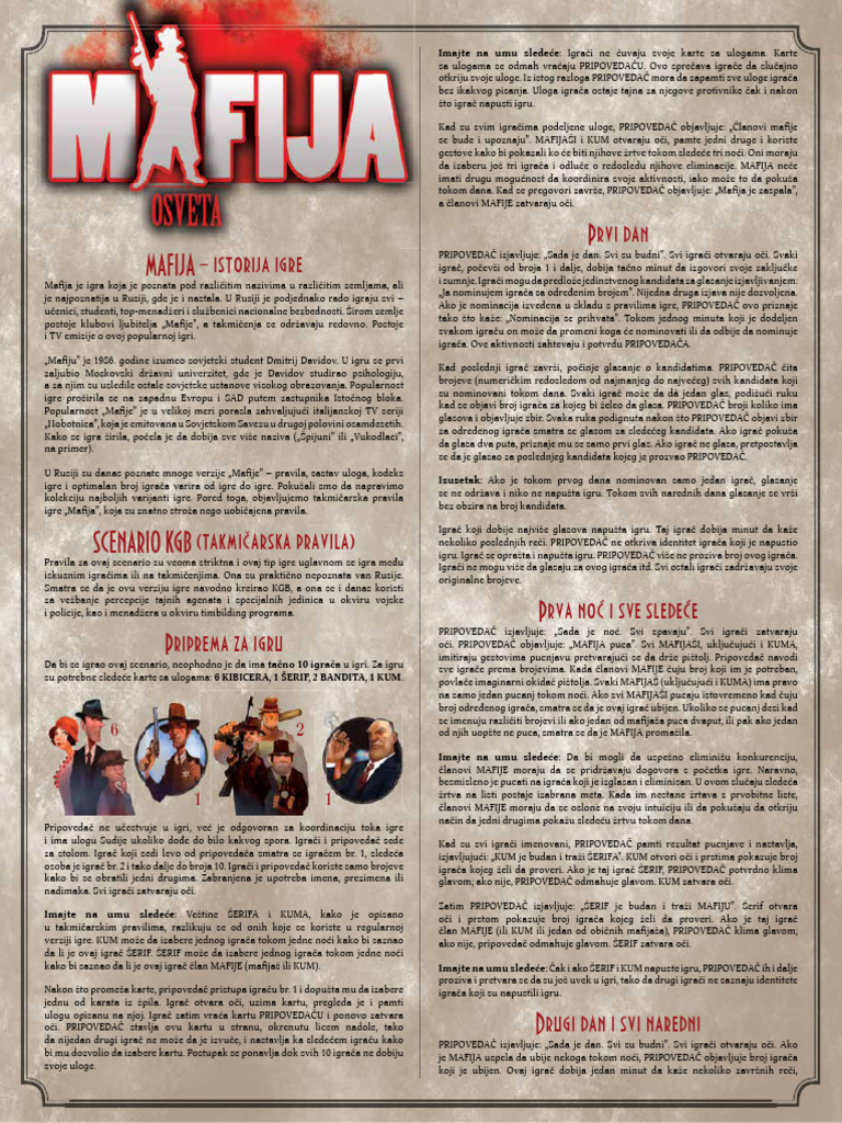 Drustvena Igra Mafija Pravila Igre Na Srpskom Jeziku | PDF