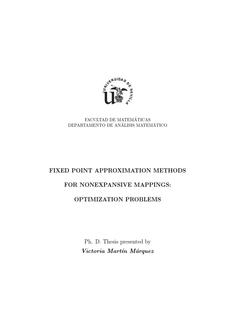 Fixed Point Approximation Methods For Nonexpansive Mappings - Optimization Problems | PDF ...