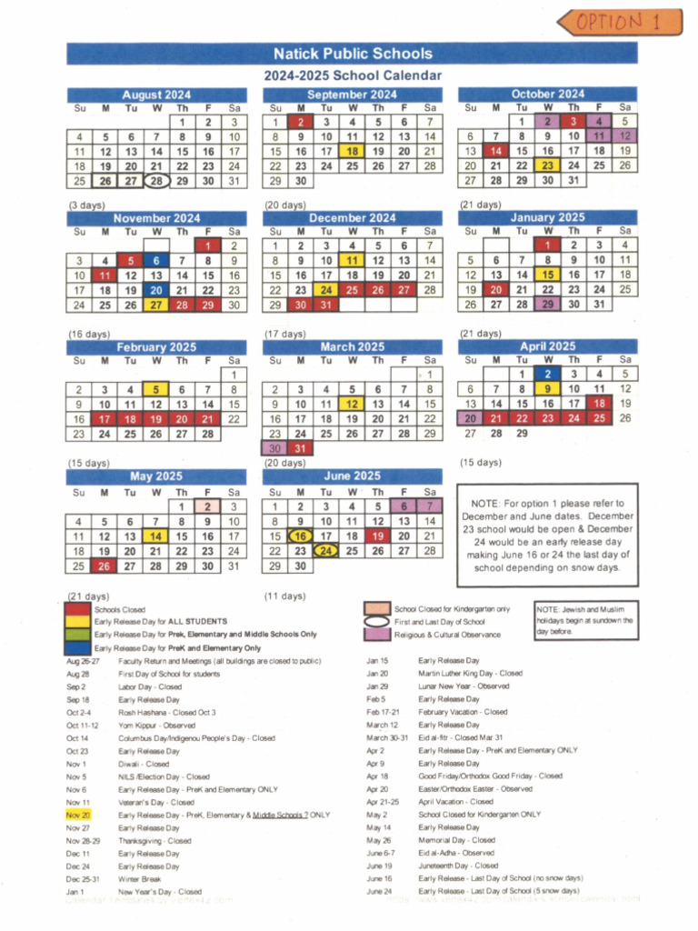 option_1_2024-2025_school_calendar | PDF | Holidays | Observances