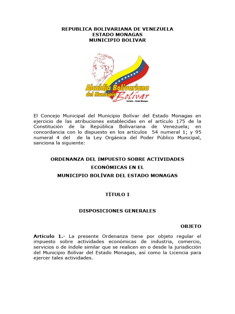 Ordenanza Actividad Economica | PDF | Impuestos | Contribuyente