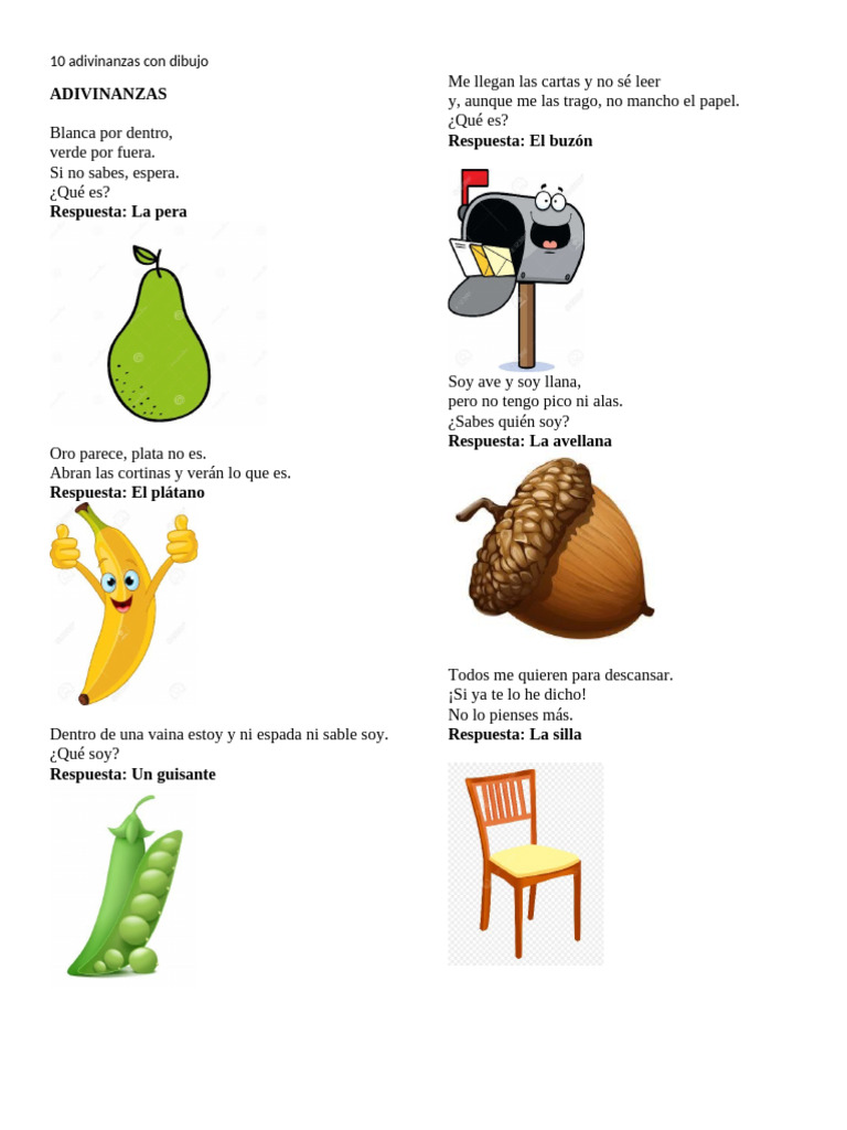 10 Adivinanzas Con Dibujo | PDF