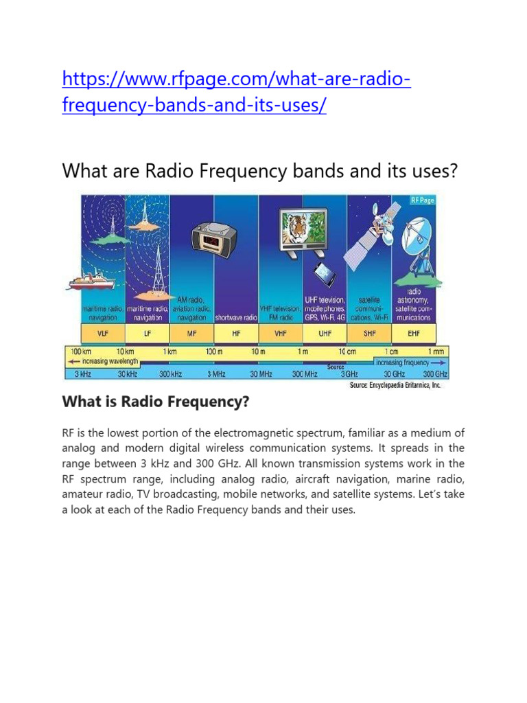 Uses of Radio Frequency Bands Explained | PDF | Radio Spectrum | High ...