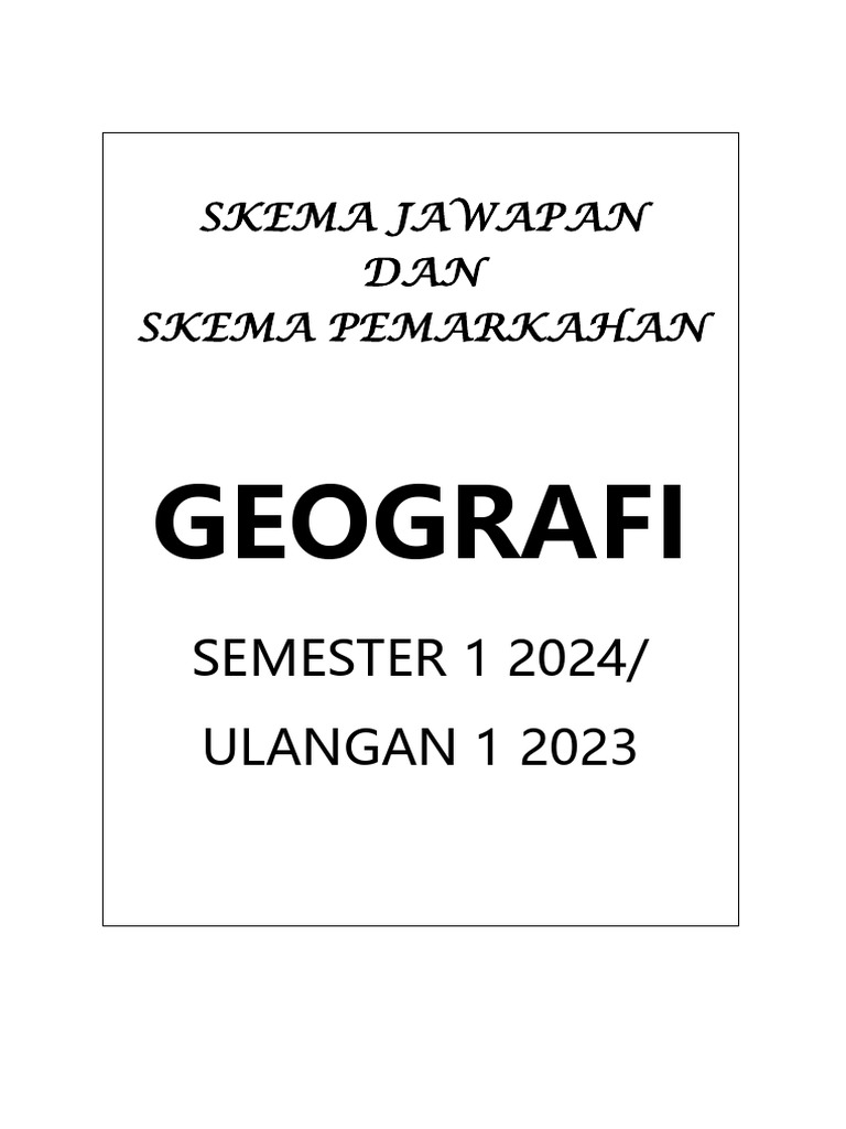 Skema Jawapan Sem 1 2024, 2023 (U1) | PDF