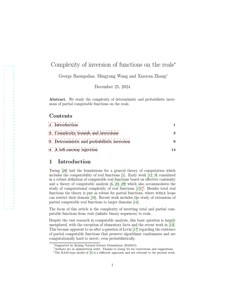 Complexity of Inversion of Functions On The Reals | PDF | Function (Mathematics) | Computational ...