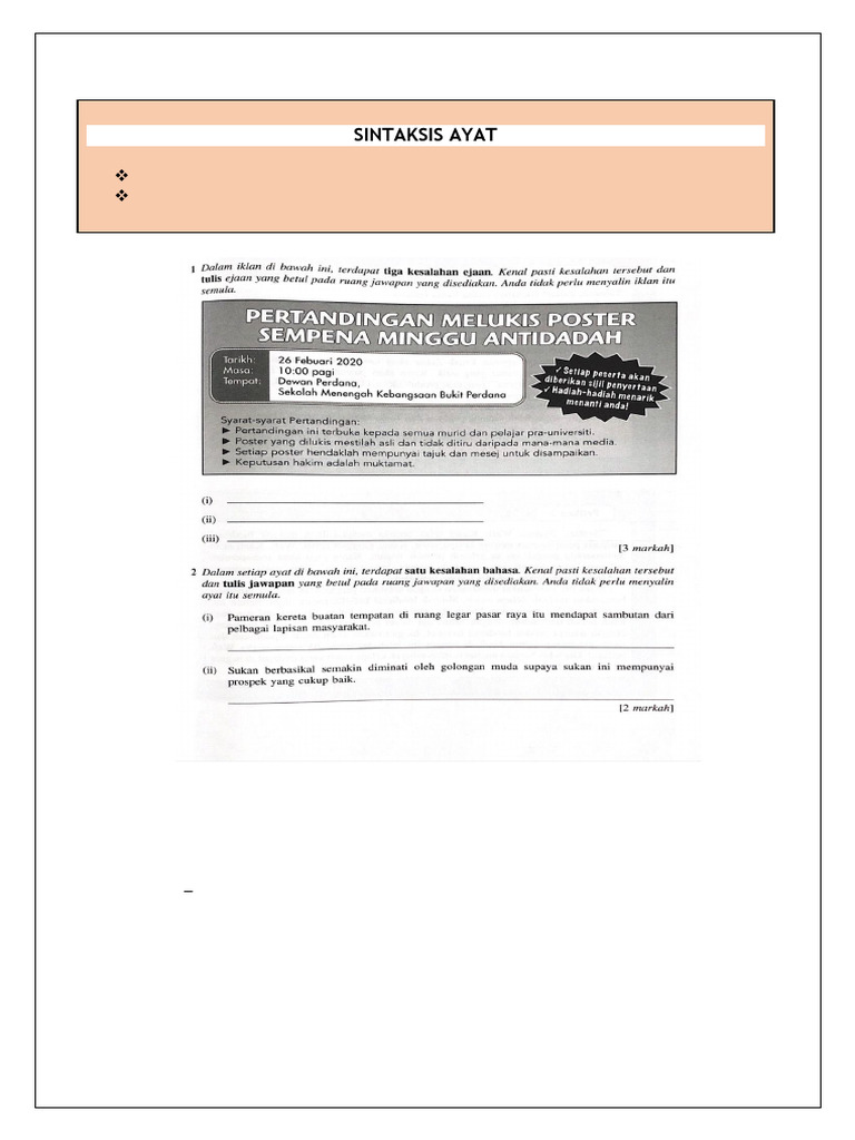 Latihan Bahasa Melayu Ting. 2 | PDF