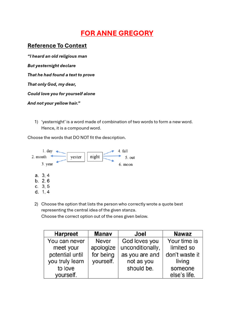 For Anne Gregory | PDF | Love | Soul