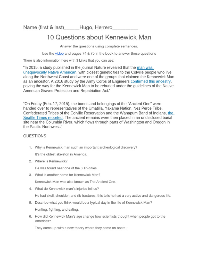 Kennewick Man: Key Archaeological Insights | PDF | Washington (State ...
