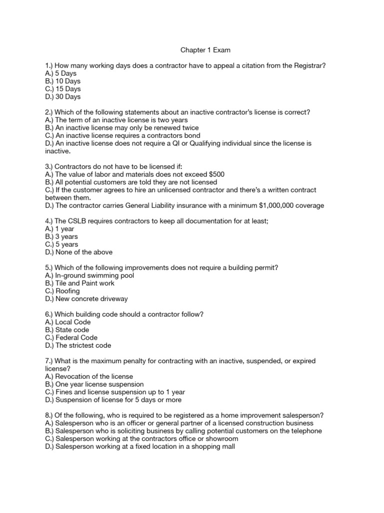 chapter 1 | PDF | General Contractor | License