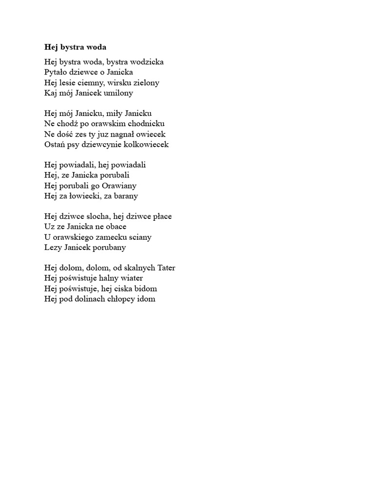 Hej Bystra Woda | PDF