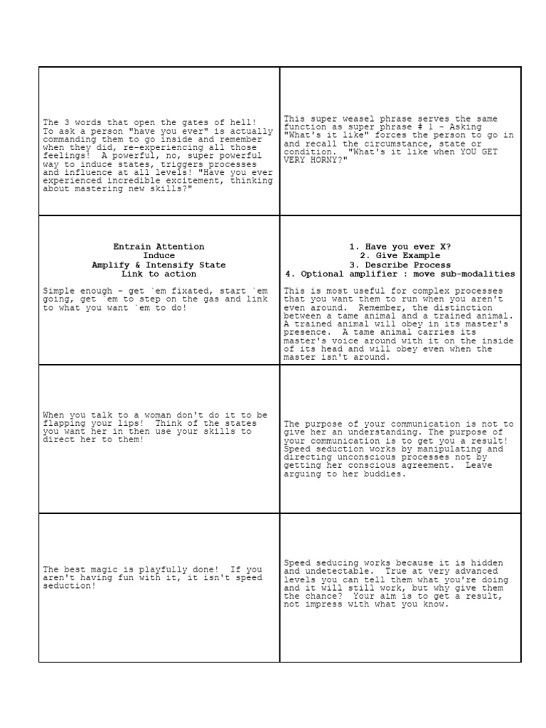 71987085 Ross Jeffries Flashcards | PDF | Seduction | Trance
