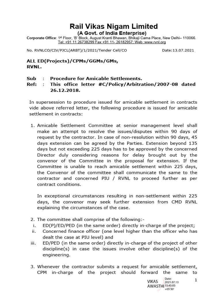 21 07 13 Revised Amicable Settlement Procedure | PDF | Business Law ...