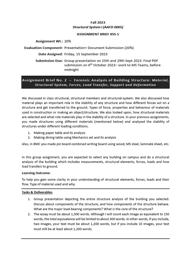 Assignment Brief 2 - FALL2023 | PDF | Force